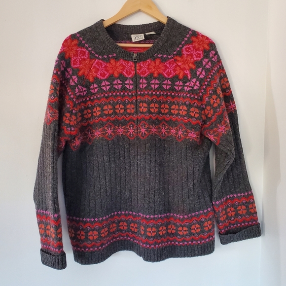 Field Gear | Sweaters | Vintage 0 Shetland Wool Gray Fair Isle M ...